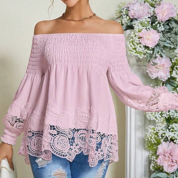 Tops | Boho Off Shoulder Lace Blouse | Poshmark